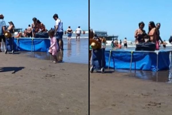 Insólita postal en Mar del Plata: una familia instaló una pileta ...